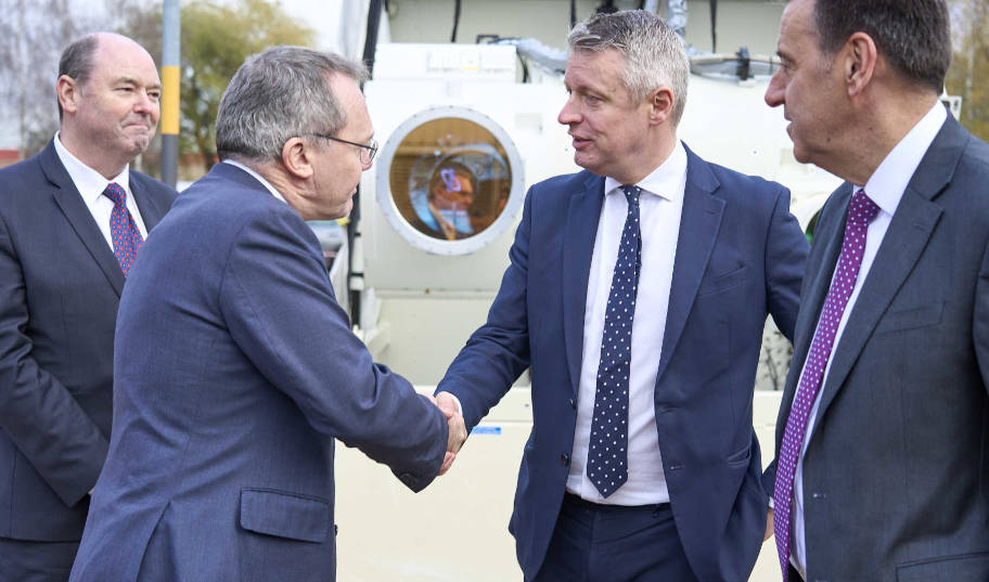 Chris Allam, UK Managing Director at MBDA, greets UK Minister for ...